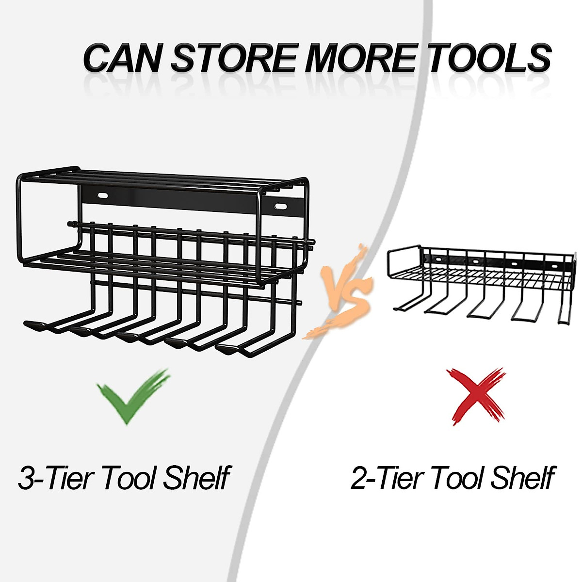 JULINE Power Tool Organizer, Garage Storage Drill Holder Wall Mount Garage Tool Organizers and Storage Power Tool Storage Rack Heavy Duty Floating Tool Shelf