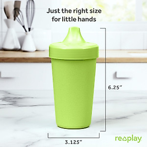 Re-Play Made in USA 10 Oz. Sippy Cups for Toddlers, Pack of 6 - Reusable Spill Proof Cups for Kids, Dishwasher/Microwave Safe - Hard Spout Sippy Cups for Toddlers 3.13" x 6.25", Fairytale