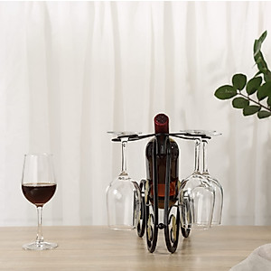 Homya Wine Rack - Under Cabinet Goblet Wine Bottle Holder Glass Storage Rack Metal Storage Rack for Easy Access and Storage of Wine Glasses Black Swan 4 Glasses + 1 Bottle