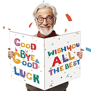 GOLDCROW Jumbo Retirement Card Large Greeting Farewell Card We Will Miss You White Going Away Party Decorations for Women Men Coworker Leaving Card Giant Happy Retirement Party Signature Guest Book