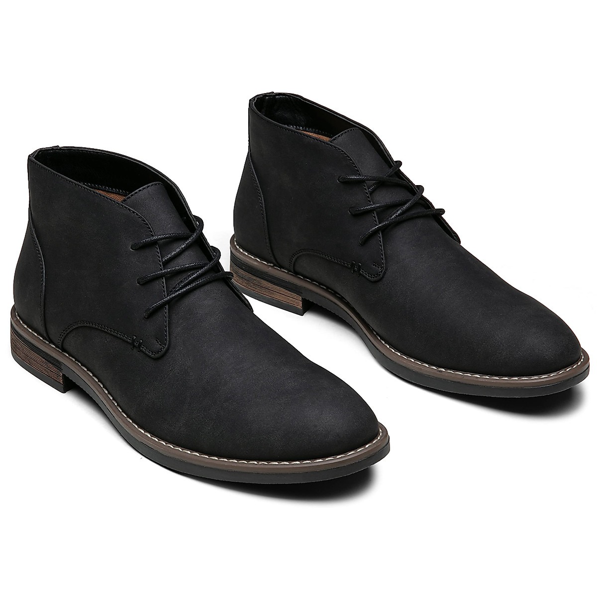 Jousen Men's Chukka Boots Lace Up Desert Ankle Boots Classic Causal Dress Boots For Men(AMY656A black 11)