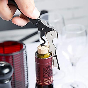 Pulltap's Double-Hinged Waiters Corkscrew, Black and Stainless Steel