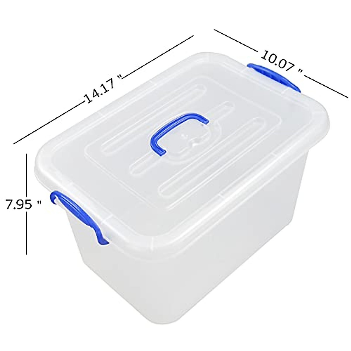 Asking 12 L Clear Plastic Storage Box with Handle, 4-Pack