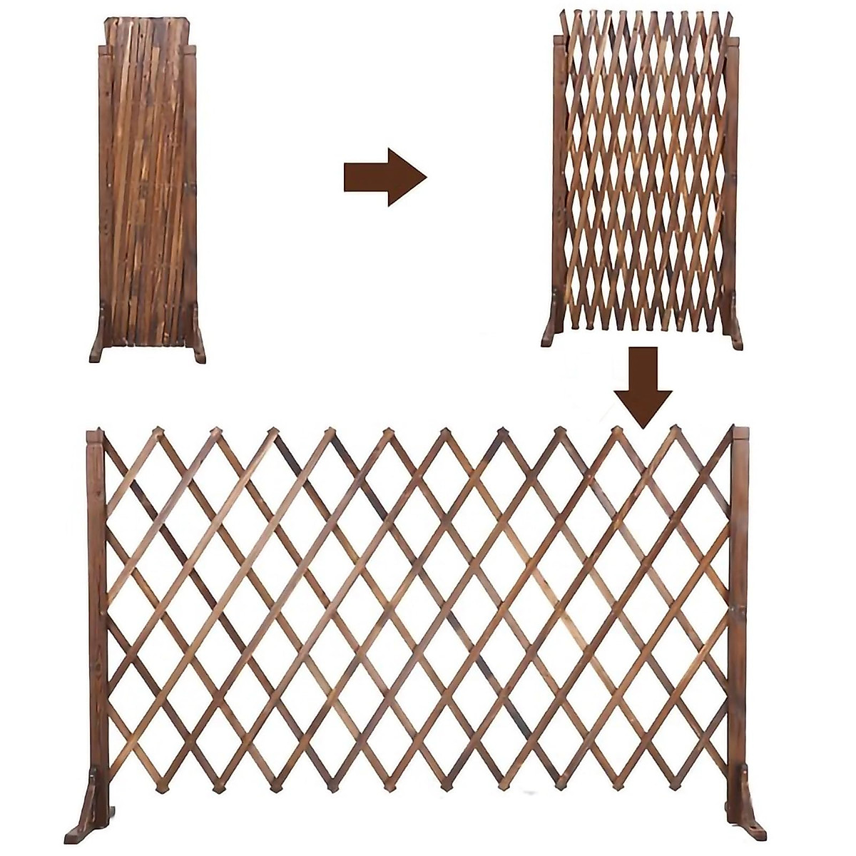 Expandable Wooden Fence, Freestanding Wood Garden Trellis Fencing, Fence Panel Partition Decorative, for Indoor Outdoor Garden Courtyard (Color : Natural, Size : 80x160cm)