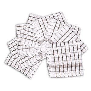 AMOUR INFINI Terry Grid Dish Cloths Pack of 8 Highly Absorbent, Quick Dry Dish Rags Super Soft Premium Kitchen Dish Cloth for Washing Dishes Dish (12x12 Inch - Beige)