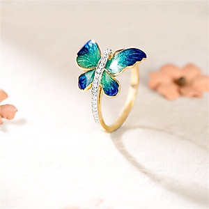 PowerFul-LOT statement rings for women Stackable Finger Ring Promise Band Butterfly Zircon Engagement Rings RG03