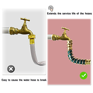 Garden Hose Extension Adapter Spring Hose Kink Protector and 90 Degree Brass Hose Elbow Connector