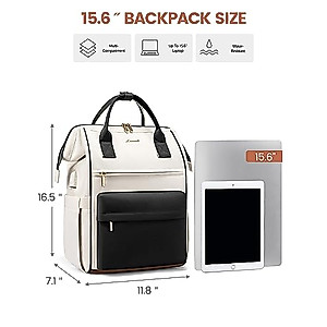 LOVEVOOK Laptop Backpack for Women Teacher Nurse Bag, 15.6 Inch Womens Work Bags, Waterproof Travel Backpack Purse, Business Computer Laptop Bag with USB Port, Black