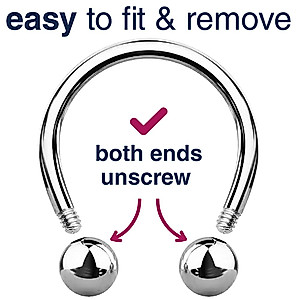 2pc 14g Gold Surgical Stainless Steel Horseshoe Hoop 4mm Ball Circular Barbells Earrings Cartilage Helix Septum Nose Lip Rings - 8mm