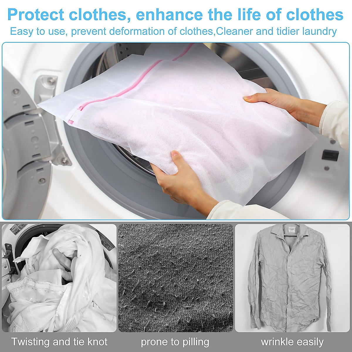 vivinin 6 PCS Mesh Laundry Bags for Delicates, 3 Size Laundry Bag with Premium Zipper, Laundry Bags Mesh Wash Bags for Travel Organizing, Delicate Laundry Bag With Premium(2 Large, 2 Medium, 2 Small)