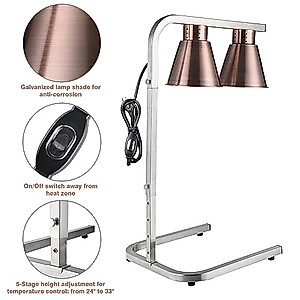 WeChef Commercial Portable Dual Bulb Food Heat Lamp Countertop Free-Standing Food Warmer Buffet Bar Restaurant