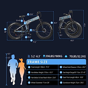 PEXMOR Electric Bike for Adults, 750W(Peak 1000W) 30MPH | Full Suspension Mountain Ebike, 60+ Miles 48V 12AH Removable Battery, 26" Fat Tire Foldable Commuter Electric Bicycle 21 Speed, UL2849