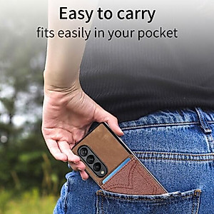 Case for Samsung Galaxy Z Fold 3 5G,Retro PU Leather Dustproof Fall Protection Shockproof Case Cover with Card Slot Compatible with Samsung Galaxy Z Fold 3 5G(Brown)