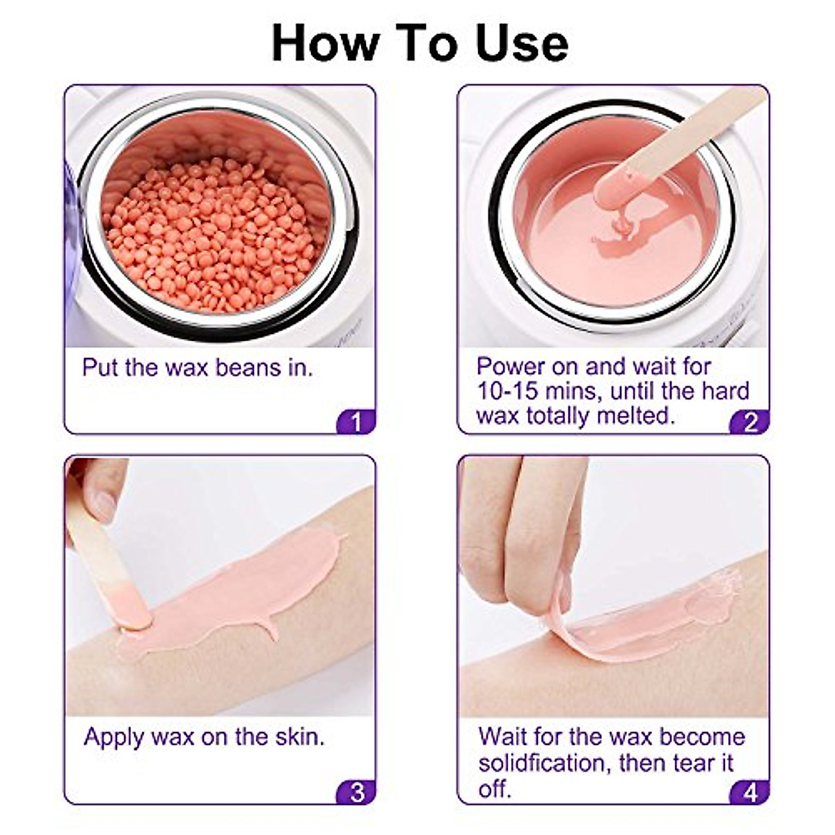 Wax Warmer, Portable Electric Hair Removal Kit for Facial &Bikini Area& Armpit- Melting Pot Hot Wax Heater Accessories Total Body Waxing Spa or Self-waxing Spa in Home for Girls & Women & Men