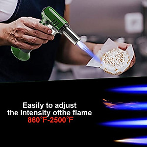 Koackl Butane Torch with Fuel Gauge, Refillable Kitchen Torch Lighter with Safety Lock and Adjustable Flame, One-handed Operation Blow Torch for Creme Brulee, BBQ(Butane Gas Is Not Included)