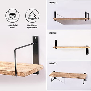 CTPNMCIN Floating Shelves Wall Mounted Set of 3, 24 Inch Natural Wood Wall Shelves for Bedroom/Bathroom/Living Room/Study/Kitchen…