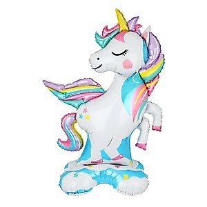 EvoEcho Stand Unicorn Balloons 3D Big Rainbow Unicorn Foil Balloon 1st Little Girl Birthday Party Unicorn Decorations Baby Shower Children's Day 46 Inch