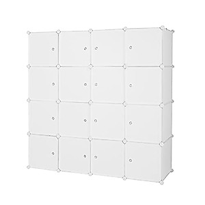 Customizable Modular Closet Organizer Stackable Shelves, Hanging Rod, and Multifunctional Design with White Doors