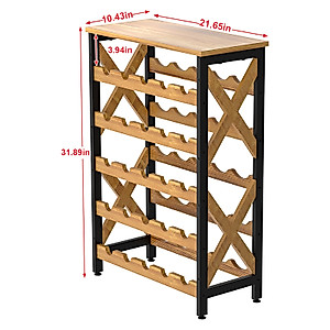 25 Bottle Wine Rack Freestanding Floor Rustic Wine Holder Stand 5 Tier Wobble-Free Tall Wine Racks Wine Large Display Storage Shelf for Cellar Kitchen 21.6''L x 10.6''W x 31.8''H