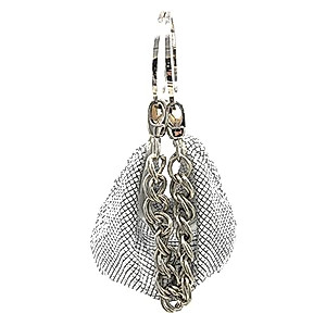 Multiway clutch metal mesh hobo bag evening purse for Cocktail Party Prom Wedding Banquet (White)