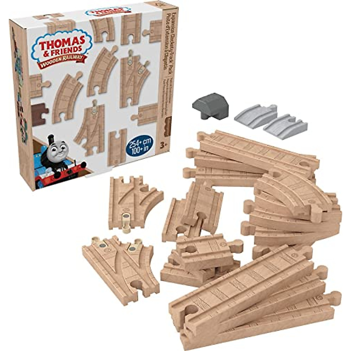 Thomas & Friends Wooden Railway Track Set Expansion Clackety Track Pack, 22 Wood Pieces For Preschool Kids Ages 3+ Years