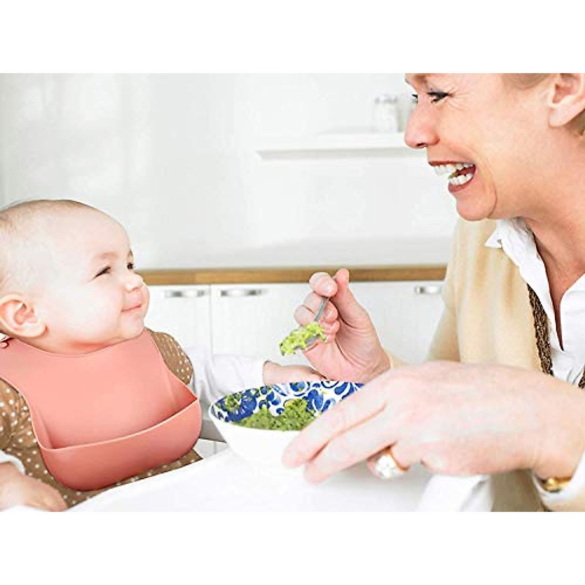 Baby Feeding Set Silicone Baby Bib Baby Plate Bowl Spoon Fork Divided Plate Baby Teether Baby Led Weaning Baby Gift Set