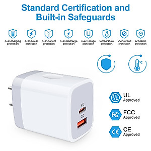 Super Fast Pixel 7a Charger Type C,20W USB C Wall Charger Dual Port Fast Charging Block & 6ft Android Phone Cable for Samsung Galaxy A54 5G,A14,A23,A13,A34,S23,S22,S21 FE,A53,A03s,Z Fold 4;Pixel 7 7A