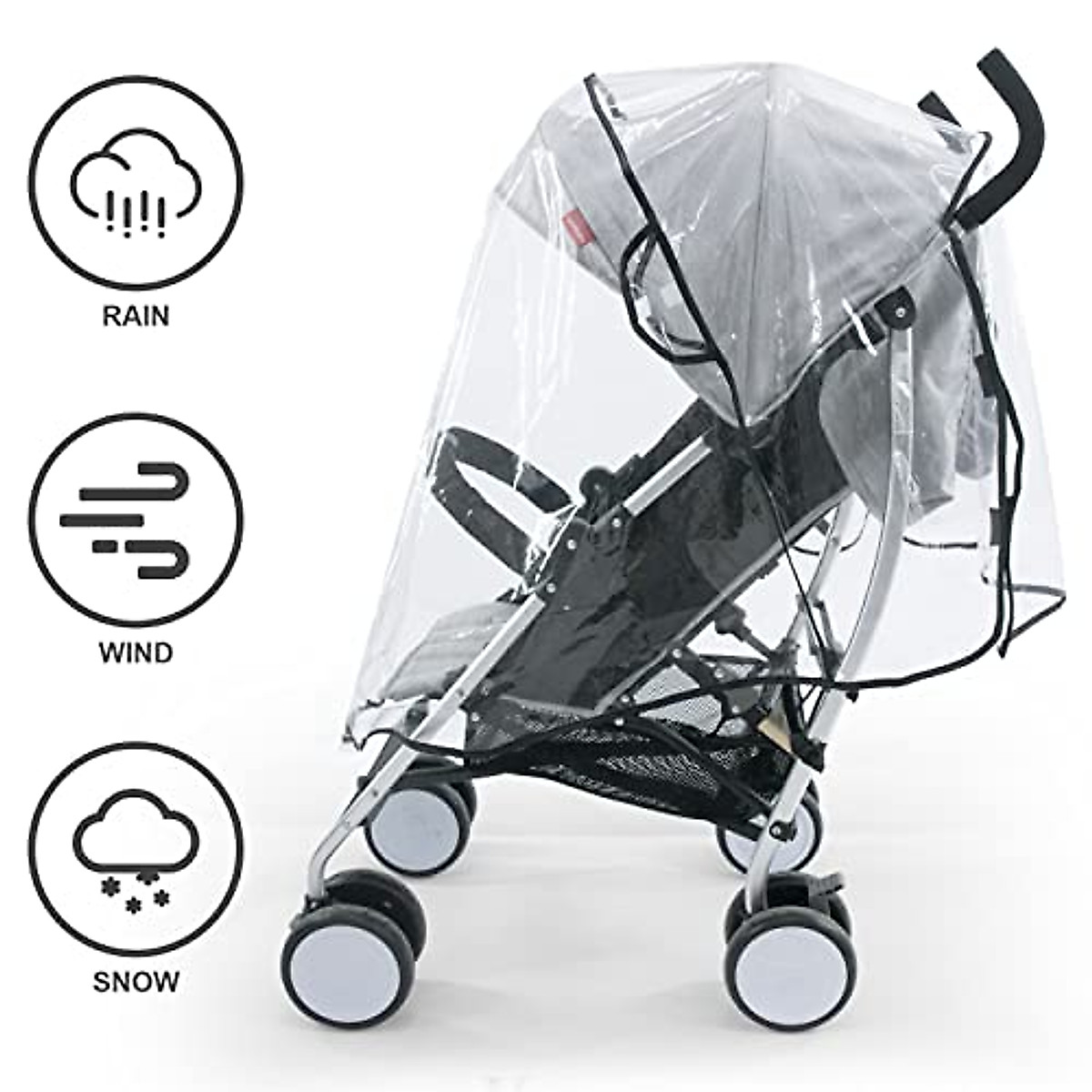 Cynebaby Universal Stroller Rain Cover, Waterproof Windproof Baby Travel Weather Shield for Rain Dust Snow Protection