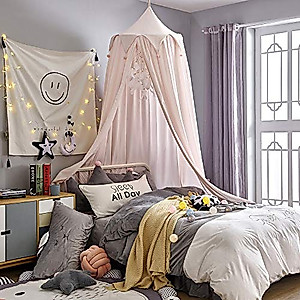 Mybbrm Princess Canopy for Girls Bed with Tassels Hideaway Tent for Kids Rooms or Cribs Nursery for Decoration, Playing,Reading,Sleep as Hanging House Castle