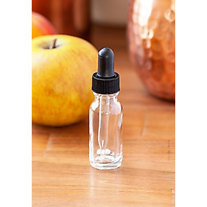 JUVITUS (12 pack) 0.5 oz / 15 ml Clear Glass Bottle with Black Dropper + Funnel