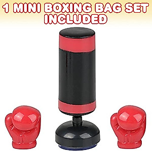 ArtCreativity Mini Boxing Bag Set for Kids, 3-Piece Set with 1 Mini Punching Bag and 2 Gloves, Cool Desk Toys for Adults, Boxing Tabletop Game for Stress Relief and Hours of Fun