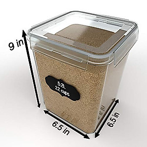 Simply Gourmet Airtight Food Storage Containers - Set of 3 Flour and Sugar Canisters for Pantry Storage and Organization - Marker & Labels Included