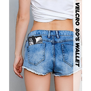 Fydelity 80's RFID Blocking Wallet - Mens and Women's RFID Wallet for Cards and Cash Bifold Hook & Loop Wallet Retro Wallets Men Women, Girls and Boys Wallet BLACK SLICK