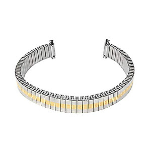 Bandini Two-Tone (Silver/Gold) Womens 14mm Stainless Steel Stretch Metal Replacement Expansion Watch Band, Ladies Metal Stretch Strap - Compatible with Traditional and Smart Watches