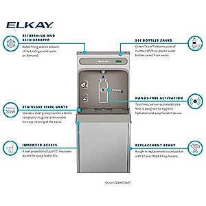 Elkay EZH2O Refrigerated Surface Mount Bottle Filling Station, Non-Filtered, 8GPH, Stainless Steel