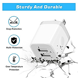 X-EDITION Wall Charger,4-Pack 2.1A Dual Port USB Power Adapter Plug Charging Block Cube for Phone 8/7/6 Plus/X, Pad, Samsung Galaxy S5 S6 S7 Edge,LG, Android (White)