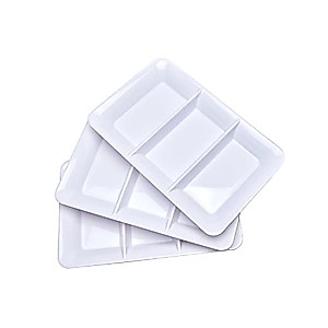 Lullaby 3 Sectional Plastic Serving Tray 14.2" x 9", 3 Pack White Serving Platters for Cheese Cracker Food, BPA-Free and Reusable
