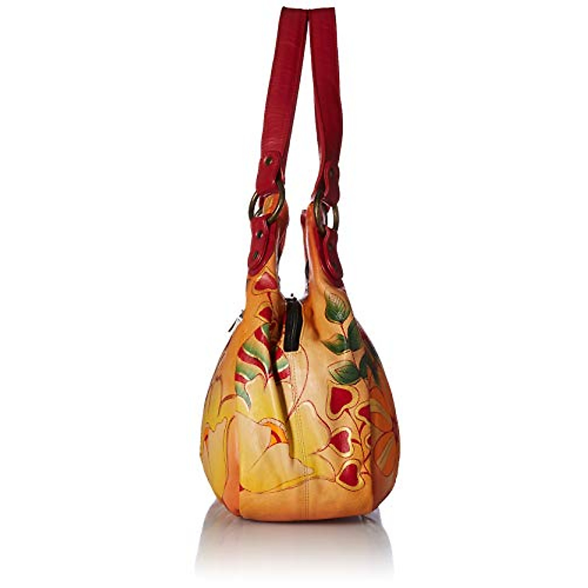 Anna by Anuschka womens Hobo Ruched Handbag Genuine Leather, Summer Bloom, One Size US