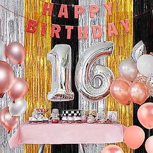 Black Gold Silver Metallic Tinsel Foil Fringe Curtains, 2 Pack 3.3x8.3 Feet Streamer Backdrop Curtains for Birthday Party Decorations, Halloween Decor, Foil Curtain Backdrop for Bachelorette Party