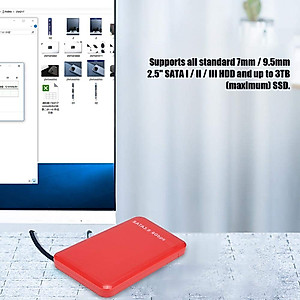2.5inch USB3.0 SATA3.0 6Gbps Mobile Hard Disk Box Supports 3TB UASP Acceleration(红色)