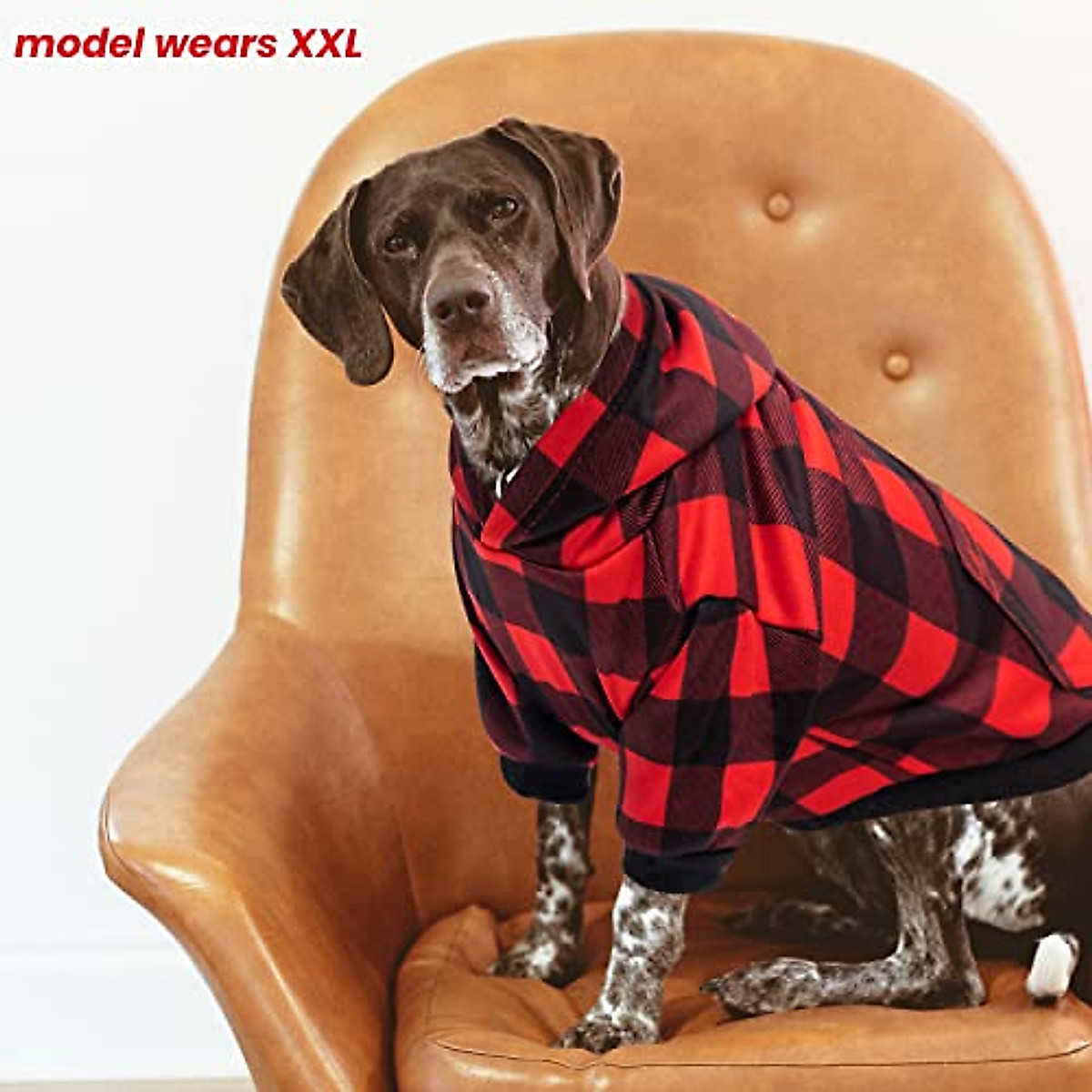 ABFEKIEA Dog Hoodie for Small Medium Large Dogs - Plaid Christmas Warm Dog Sweatshirt with Pocket for Winter Fall - Cold Weather Pet Hooded Clothes for Dogs Cats