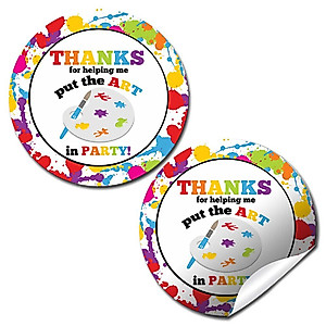 Art & Painting Party Thank You Sticker Labels, 40 2" Party Circle Stickers by AmandaCreation, Great for Party Favors, Envelope Seals & Goodie Bags