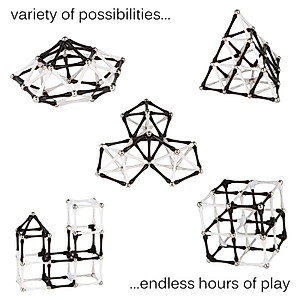 Goobi 110 Piece Construction Black and White Set Building Toy Active Play Sticks STEM Learning Creativity Imagination Children’s 3D Puzzle Educational Brain Toys for Kids with Instruction Booklet