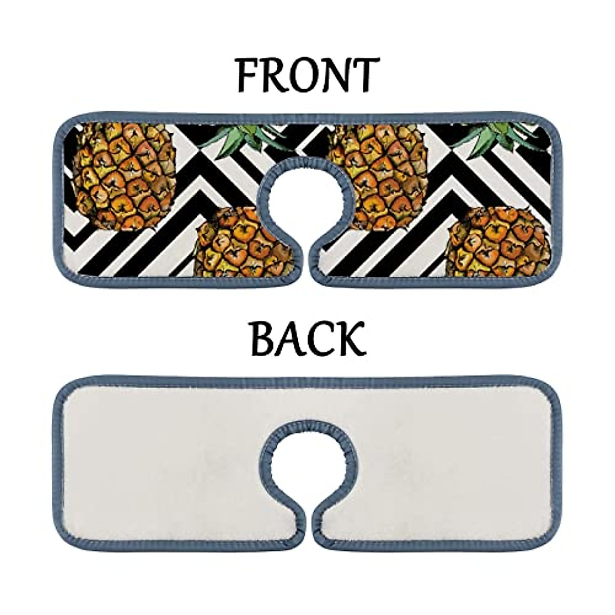 Absorbent Kitchen Faucet Mat 4 Pieces Pineapples Black White Geometric Faucet Sink Splash Guard Bathroom Counter and RV,Faucet Counter Sink Water Stains Preventer