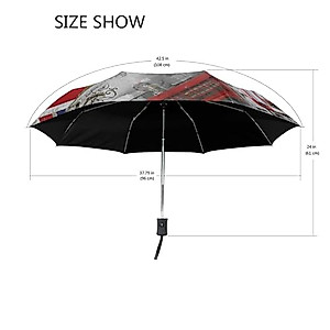 SLHFPX Compact Travel Umbrella London Union Jack Retro Auto Umbrellas Windproof For Women Men Kids Portable Rain Sun Uv Folding Reverse Umbrella With Automatic Open Close Button