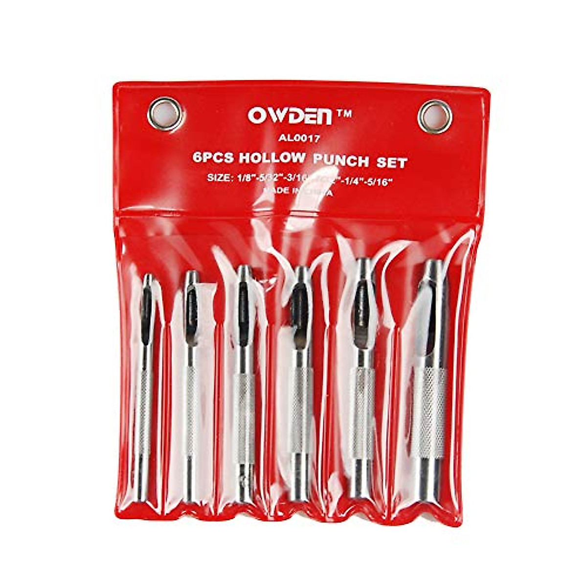 OWDEN 6 Pieces Hollow Hole Punch Set (1/8" - 5/16"),Leather Punch Tools, with A Free Cutting MAT