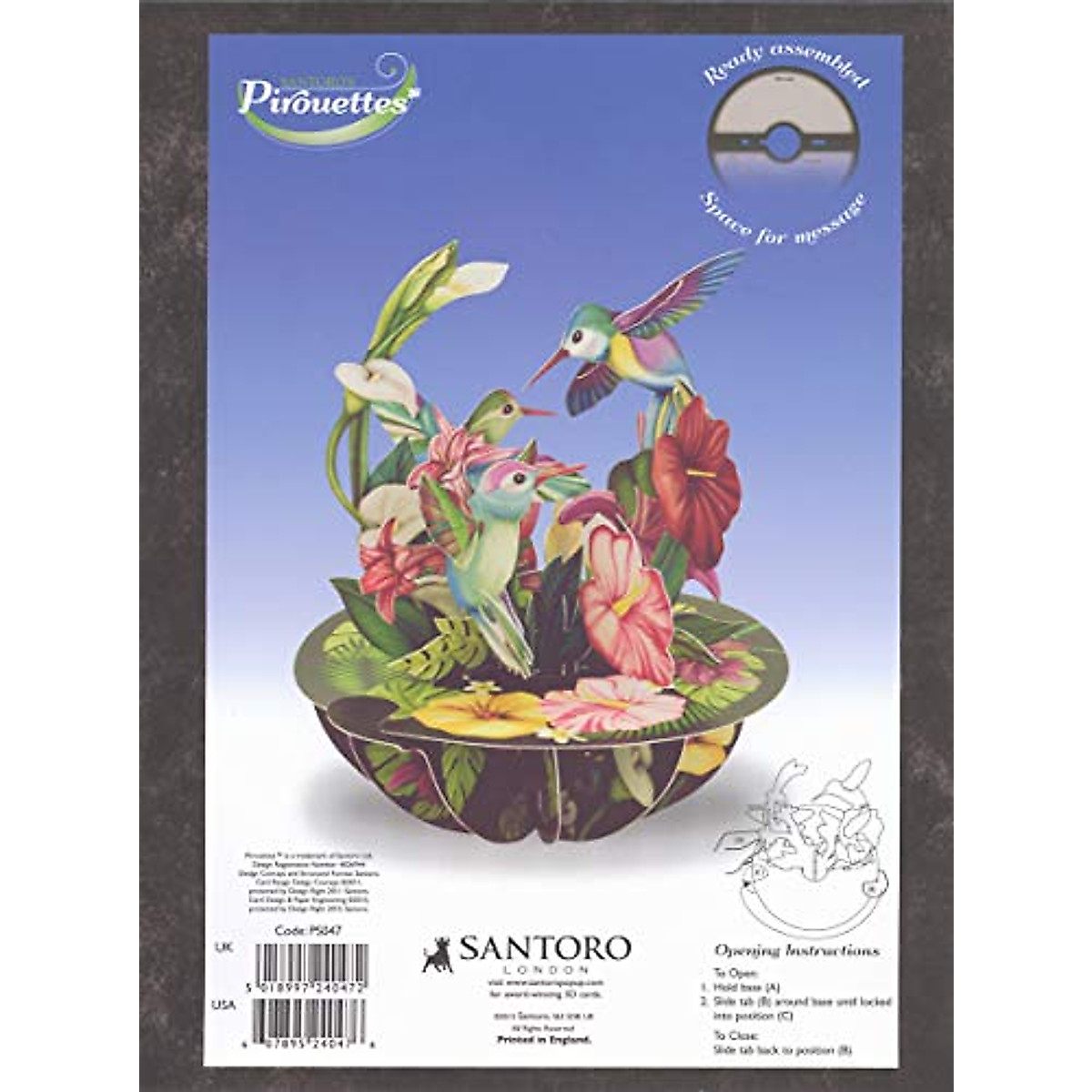 Santoro Pirouettes PS047 Hummingbirds 3D Pop up Card