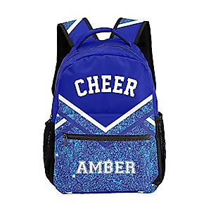 SunFancyCustom Cheer Cheerleaders Blue Backpack Personalized Daypack Laptop Travel Hiking Bag with Name