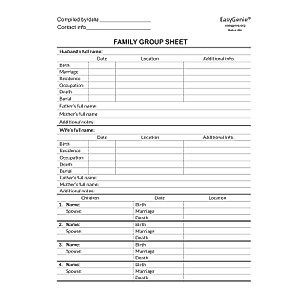 LARGE PRINT Two-Sided Family Group Sheets for Ancestry (30 Sheets) by EasyGenie | Archival-Quality Genealogy Forms