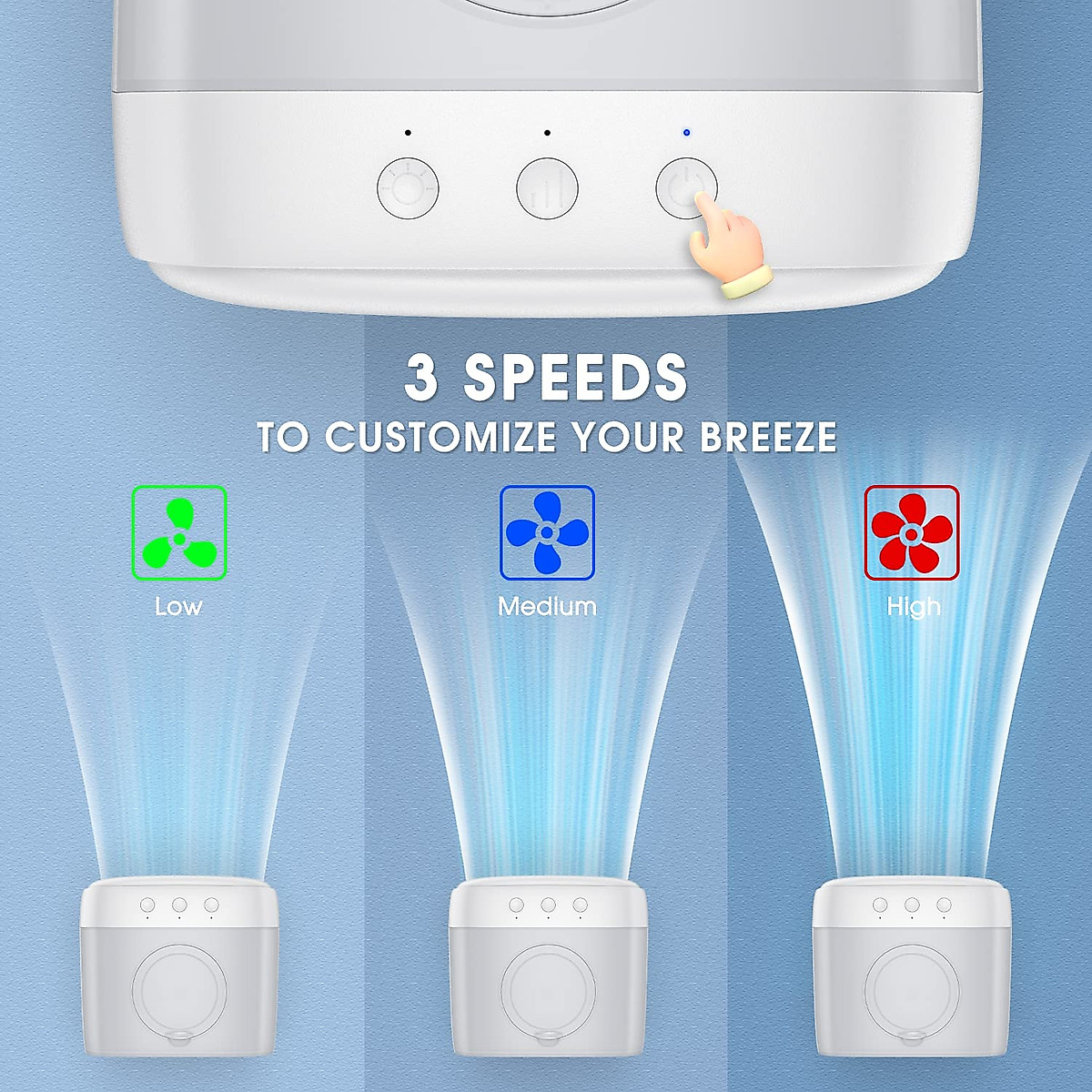 DOWILLDO Portable Air Conditioners, Mini Air Conditioner for Room with 880ML Water Tank, 3 Speeds Air Conditioner Fan with 7 Colors Night Light for Car, Kitchen, Home and Office